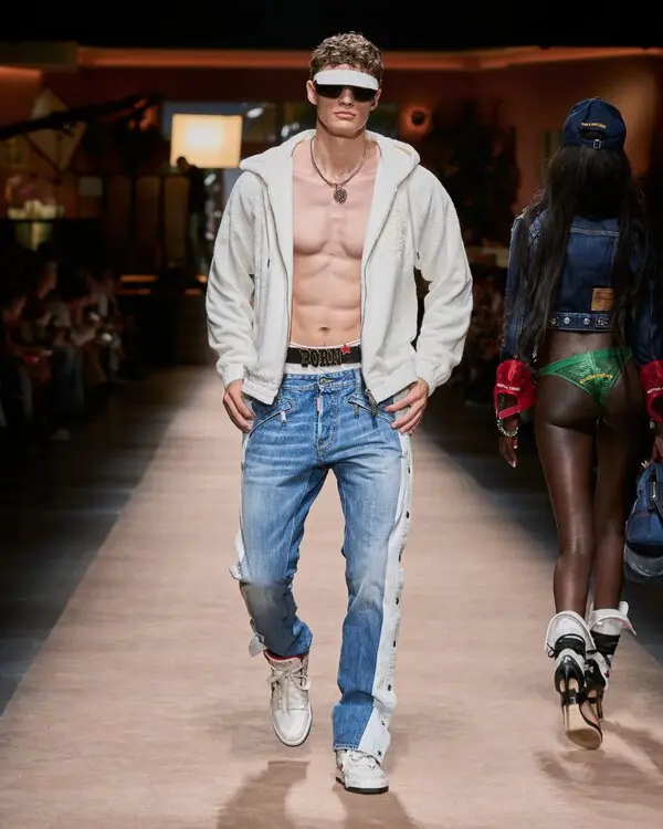 Dsquared2 Stone-washed Denim Pants With Contrast Snap Button Leg Detailing