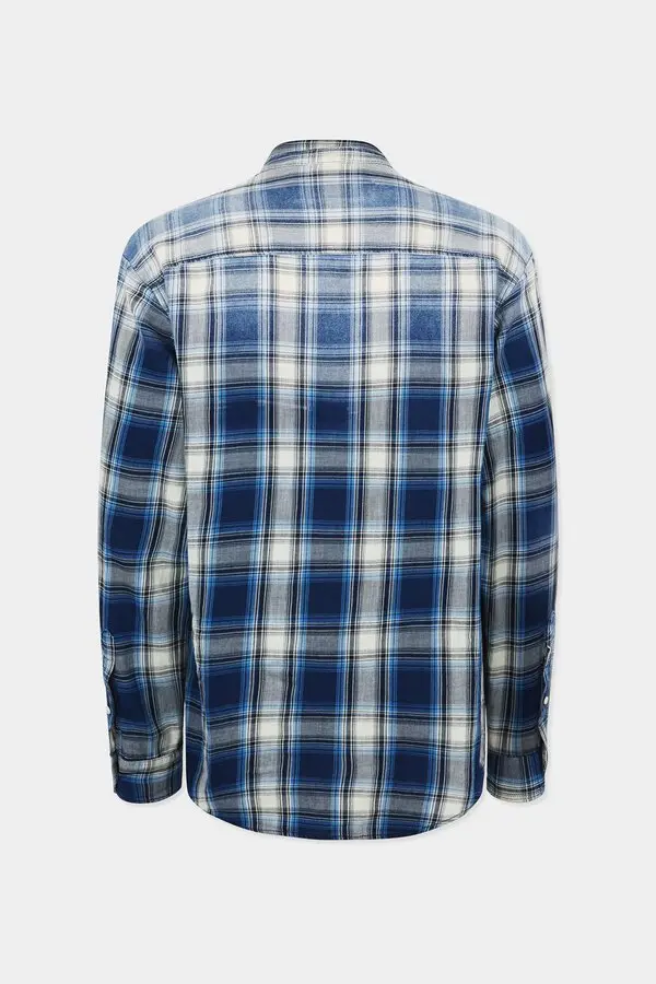 Dsquared2 Ombré Check Shirt With Mandarin Collar