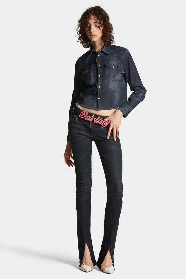Dsquared2 Black Dusty Wash Trumpet Jeans With Slit Cuffs