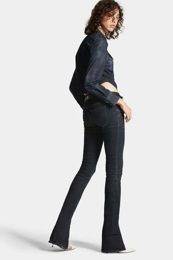 Dsquared2 Black Dusty Wash Trumpet Jeans With Slit Cuffs