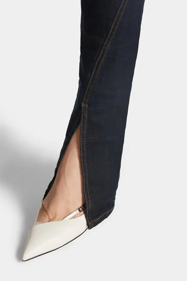 Dsquared2 Black Dusty Wash Trumpet Jeans With Slit Cuffs