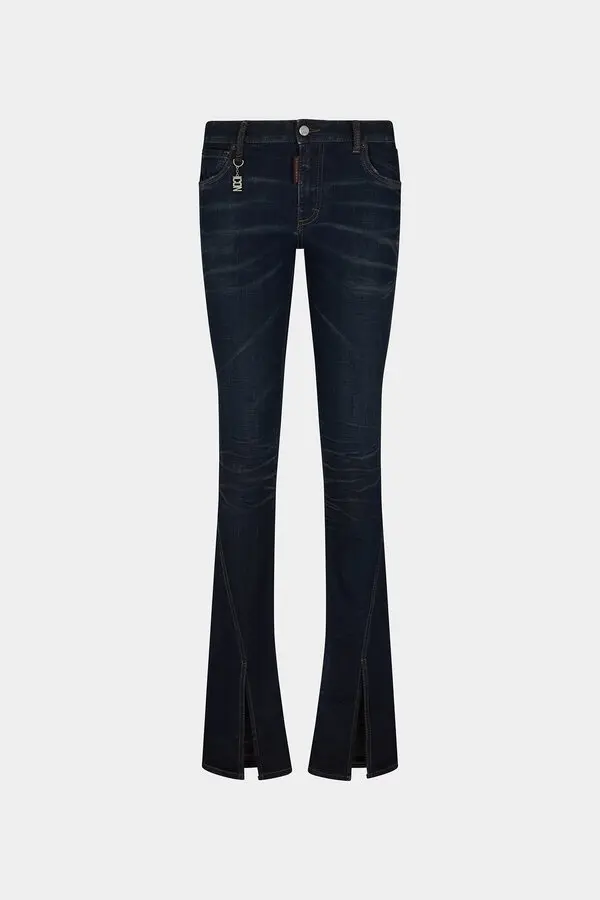 Dsquared2 Black Dusty Wash Trumpet Jeans With Slit Cuffs