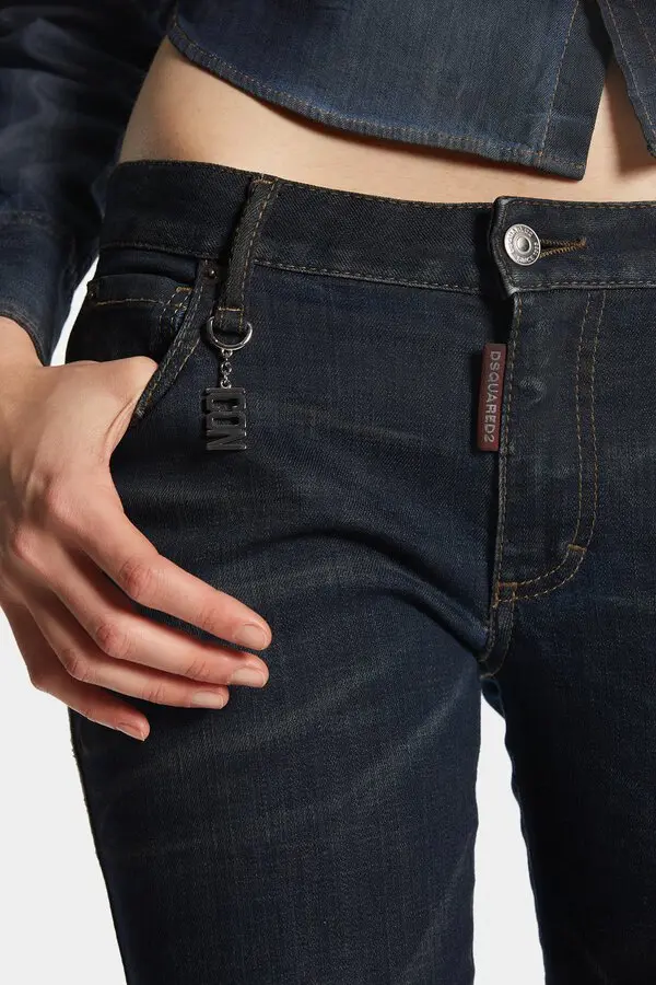 Dsquared2 Black Dusty Wash Trumpet Jeans With Slit Cuffs