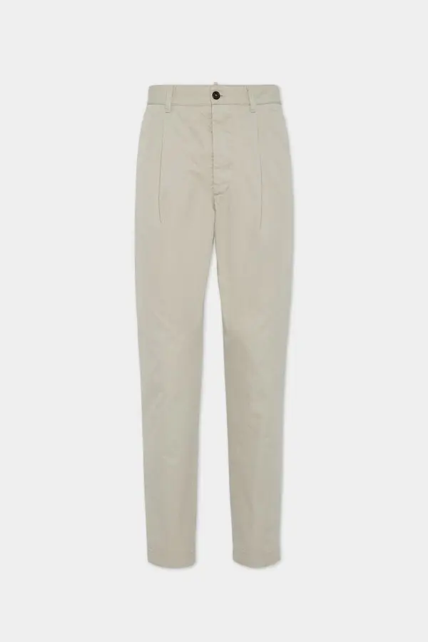 Dsquared2 One Pleat Cotton Twill Tapered Trousers - Beige