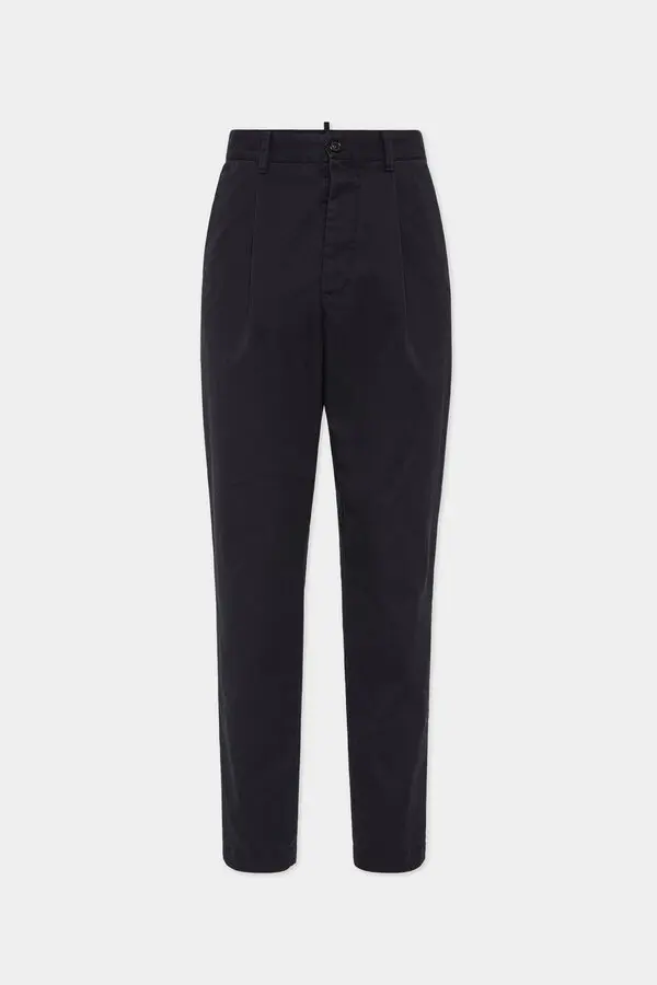 Dsquared2 One Pleat Cotton Twill Tapered Trousers - Black
