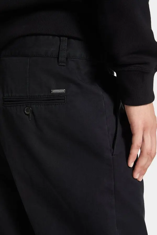 Dsquared2 One Pleat Cotton Twill Tapered Trousers - Black
