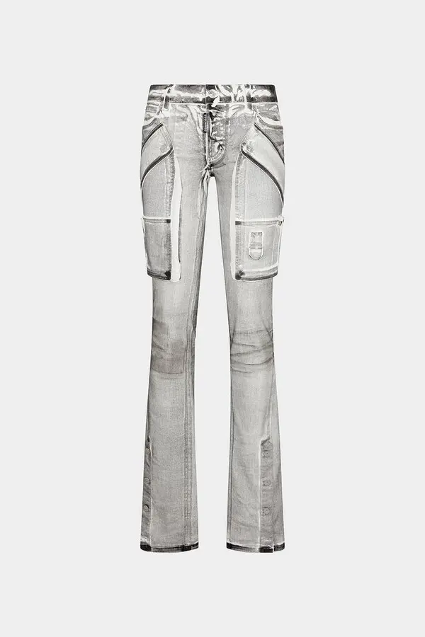 Dsquared2 Icon White Coal Wash Trumpet Jeans - Grey