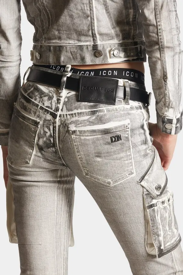 Dsquared2 Icon White Coal Wash Trumpet Jeans