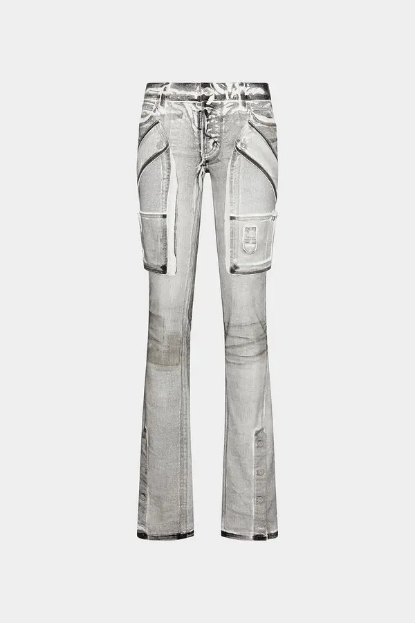 Dsquared2 Icon White Coal Wash Trumpet Jeans