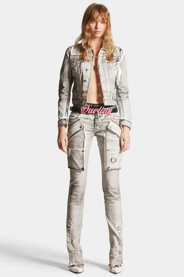 Dsquared2 Icon White Coal Wash Trumpet Jeans
