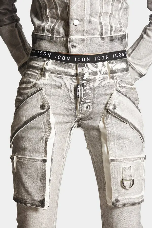 Dsquared2 Icon White Coal Wash Trumpet Jeans