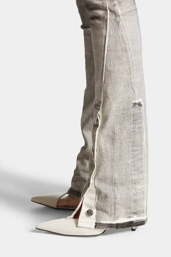 Dsquared2 Icon White Coal Wash Trumpet Jeans