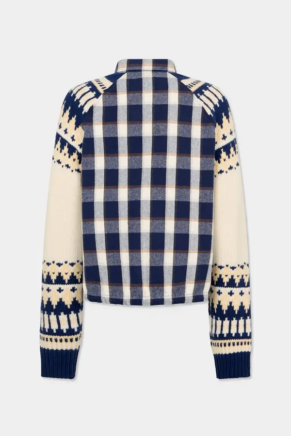 Dsquared2 Classic Check Drawstring Shirt With Norwegian-knit Sleeves
