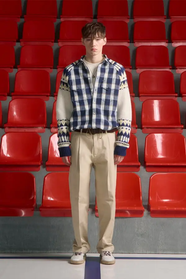 Dsquared2 Classic Check Drawstring Shirt With Norwegian-knit Sleeves