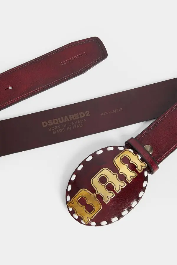 Dsquared2 Dan Plaque Leather Belt