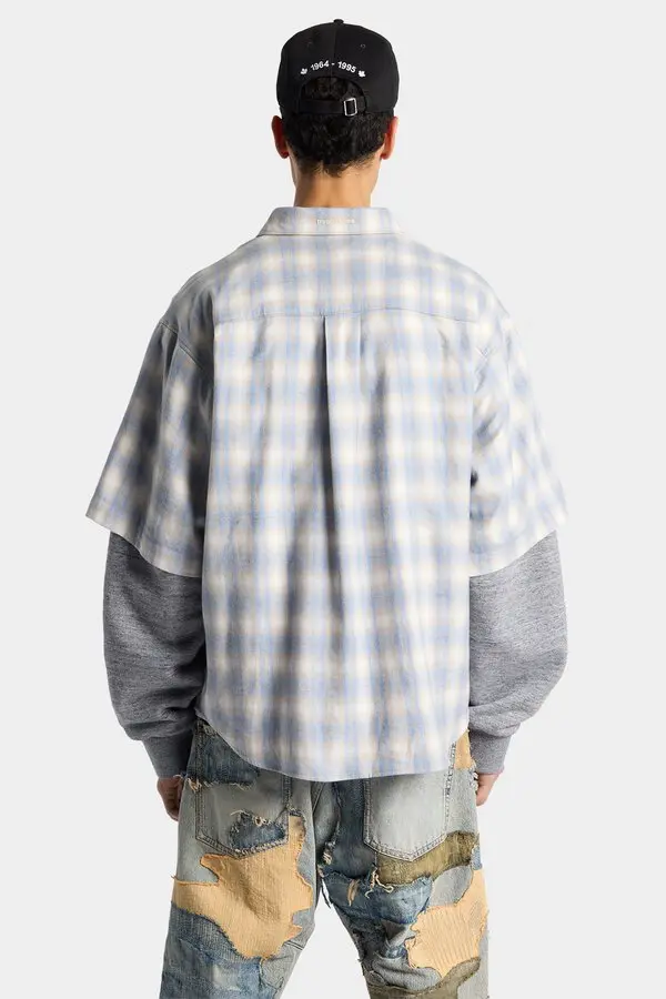 Dsquared2 Classic Check Embroidered Double Sleeve Shirt