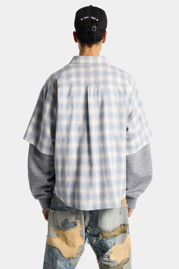 Dsquared2 Classic Check Embroidered Double Sleeve Shirt