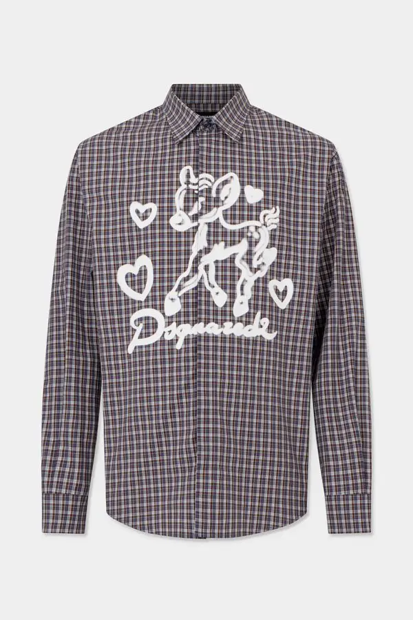 Dsquared2 Checked Shirt With Graphic Detail - Fantasy