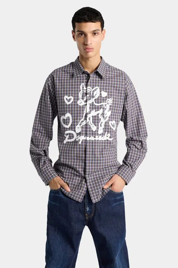Dsquared2 Checked Shirt With Graphic Detail
