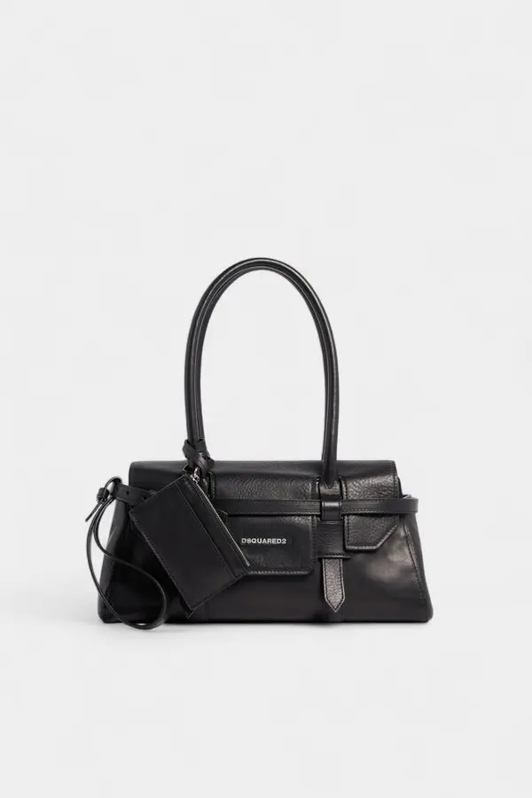Dsquared2 Twin Shoulder Bag In Leather - Black