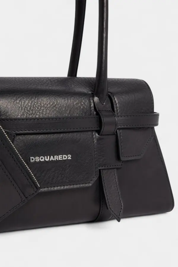 Dsquared2 Twin Shoulder Bag In Leather - Black