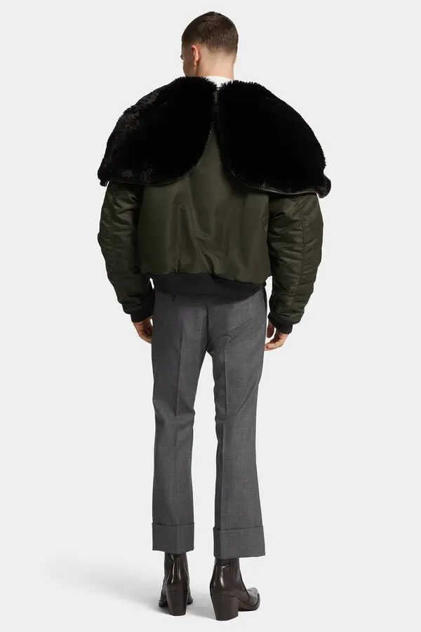 Dsquared2 Cropped Flare Virgin Wool Pant
