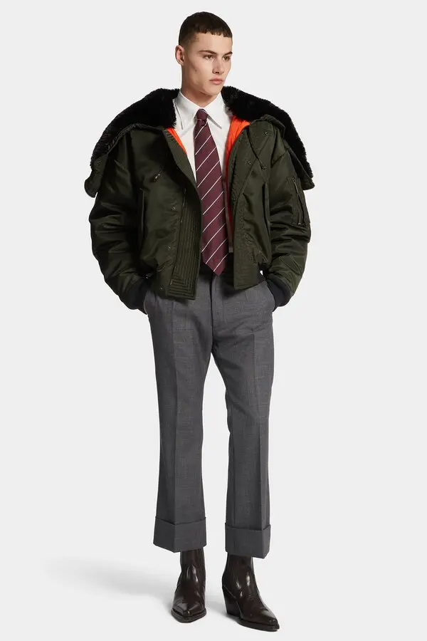 Dsquared2 Cropped Flare Virgin Wool Trousers - Grey