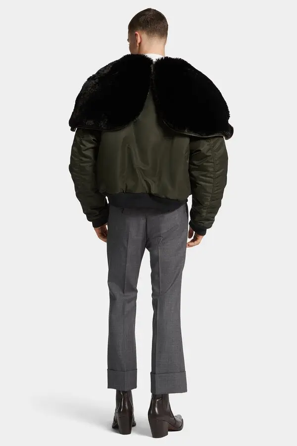 Dsquared2 Cropped Flare Virgin Wool Trousers - Grey