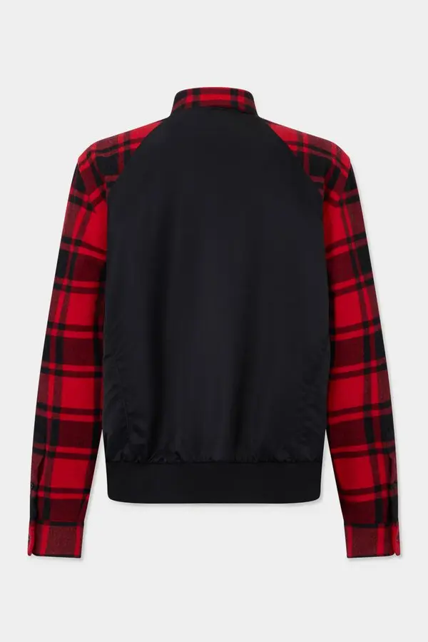 Dsquared2 Hybrid Checked Overshirt With Nylon Back And Drawstring Hem