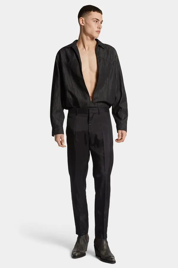 Dsquared2 X Luca Magliano Cigarette Pants In Shiny Viscose Taffeta