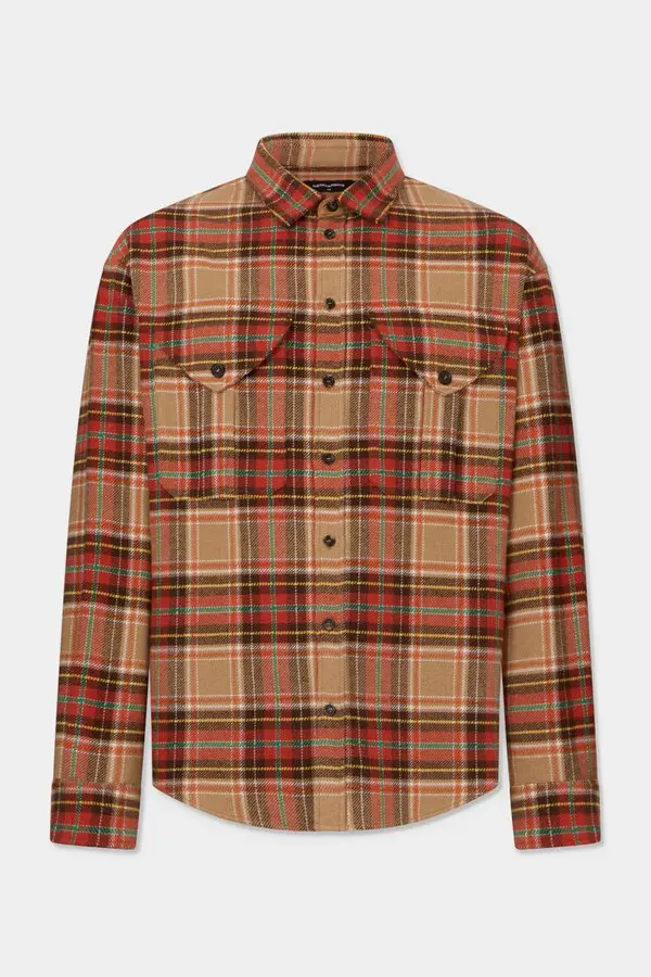 Dsquared2 Checked Wool Flannel Military Shirt