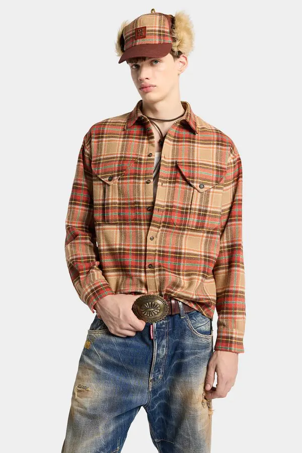 Dsquared2 Checked Wool Flannel Military Shirt