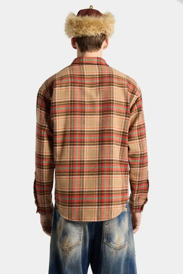 Dsquared2 Checked Wool Flannel Military Shirt