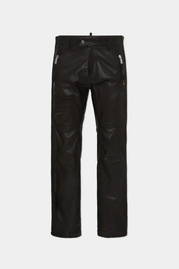 Dsquared2 X Ducati Leather Biker Pants - Black