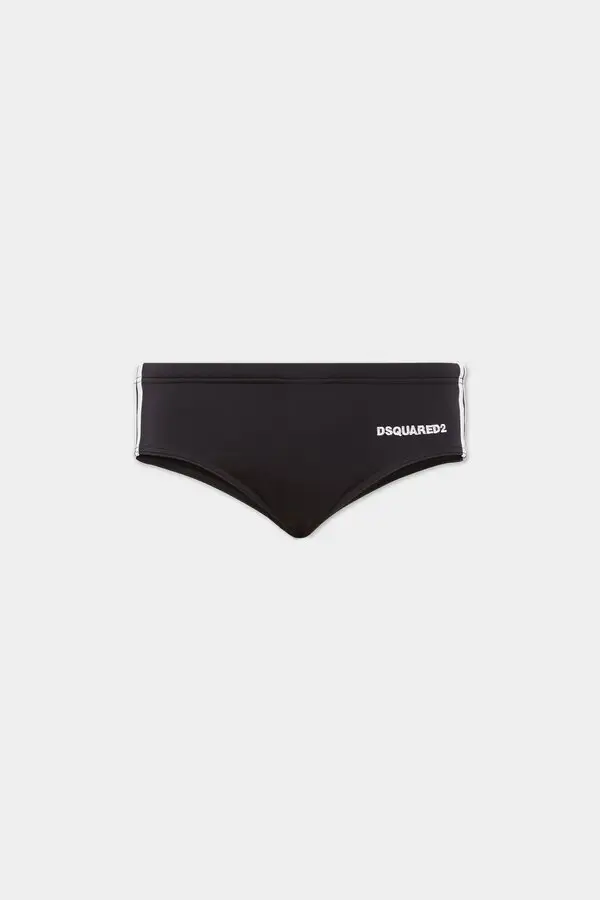 Dsquared2 Logo Swim Briefs With Side Stripes - Black