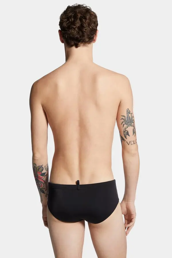 Dsquared2 Logo Swim Briefs With Side Stripes