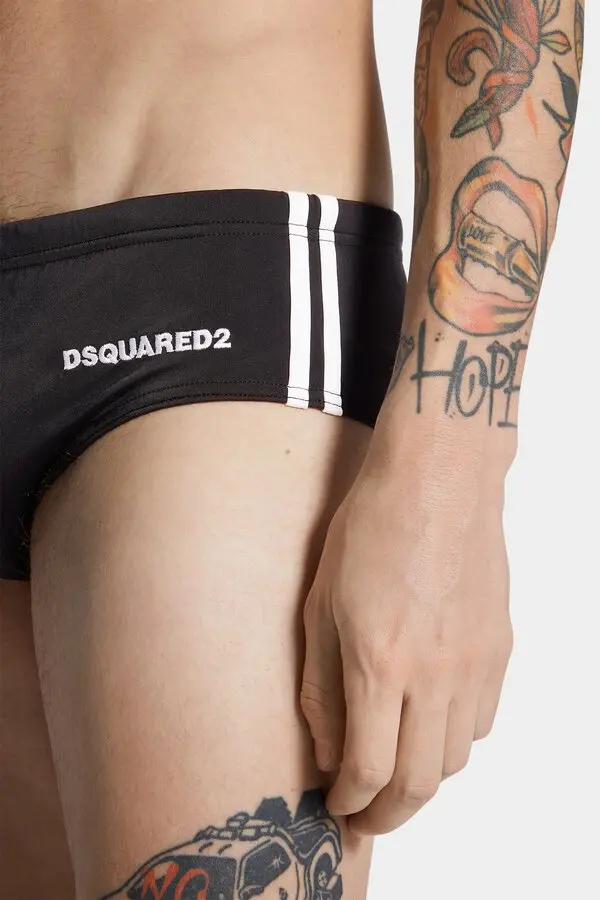 Dsquared2 Logo Swim Briefs With Side Stripes