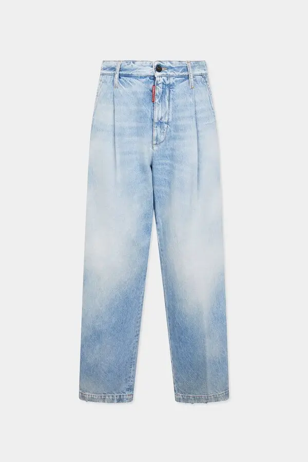 Dsquared2 Light Clean Wash One-pleat Loose Fit Denim Trousers - Blue