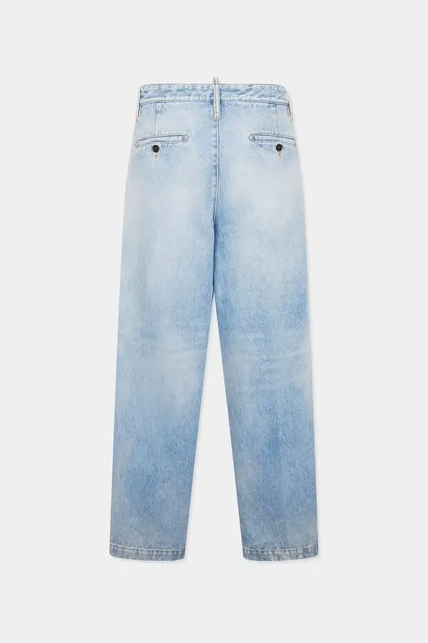 Dsquared2 Light Clean Wash One-pleat Loose Fit Denim Trousers