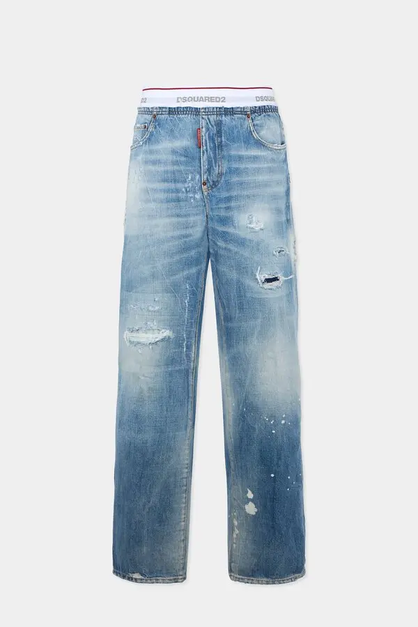 Dsquared2 Light Wash Distressed Denim Joggers - Blue