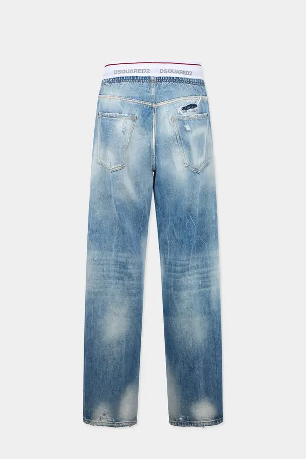 Dsquared2 Light Wash Distressed Denim Joggers