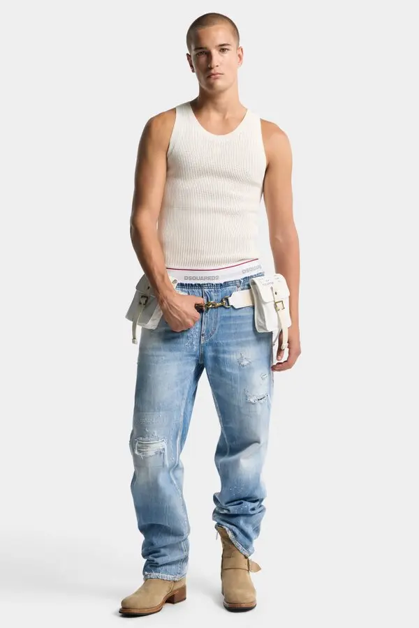 Dsquared2 Light Wash Distressed Denim Joggers
