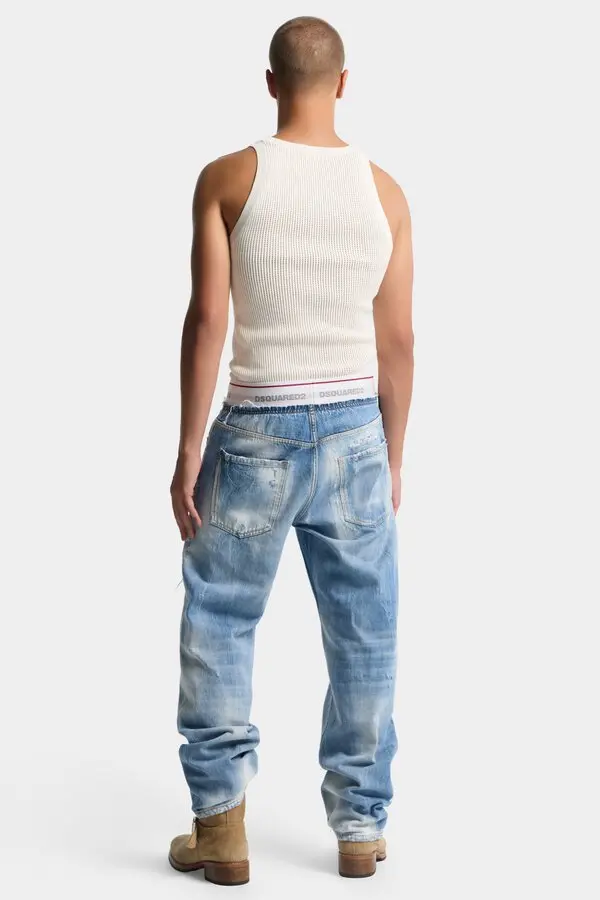 Dsquared2 Light Wash Distressed Denim Joggers