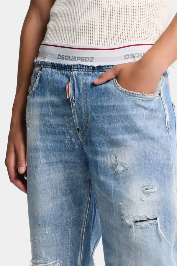 Dsquared2 Light Wash Distressed Denim Joggers
