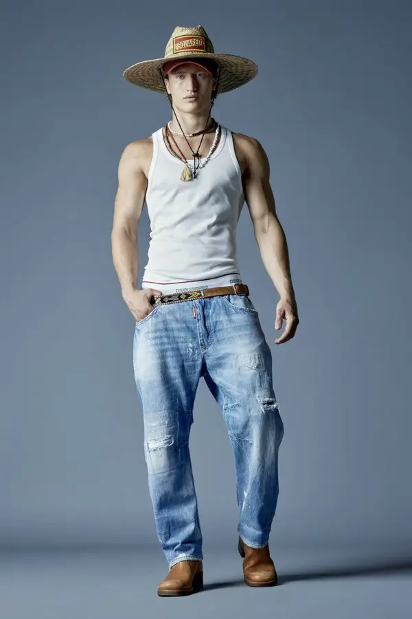 Dsquared2 Light Wash Distressed Denim Joggers