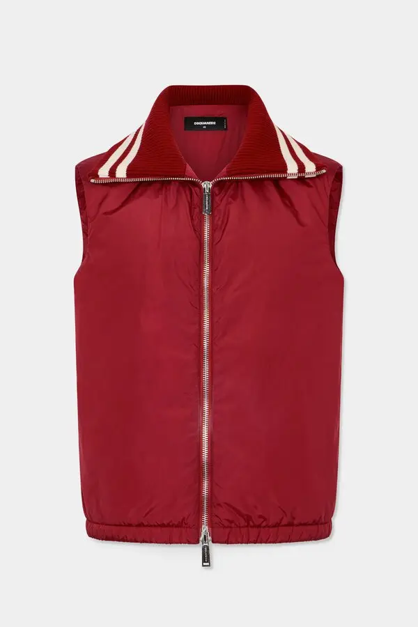 Dsquared2 Hybrid Studded Cropped Vest - Bordeaux