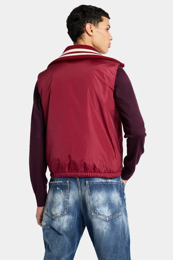 Dsquared2 Hybrid Studded Cropped Vest - Bordeaux