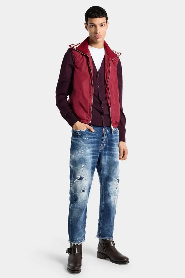 Dsquared2 Hybrid Studded Cropped Vest - Bordeaux