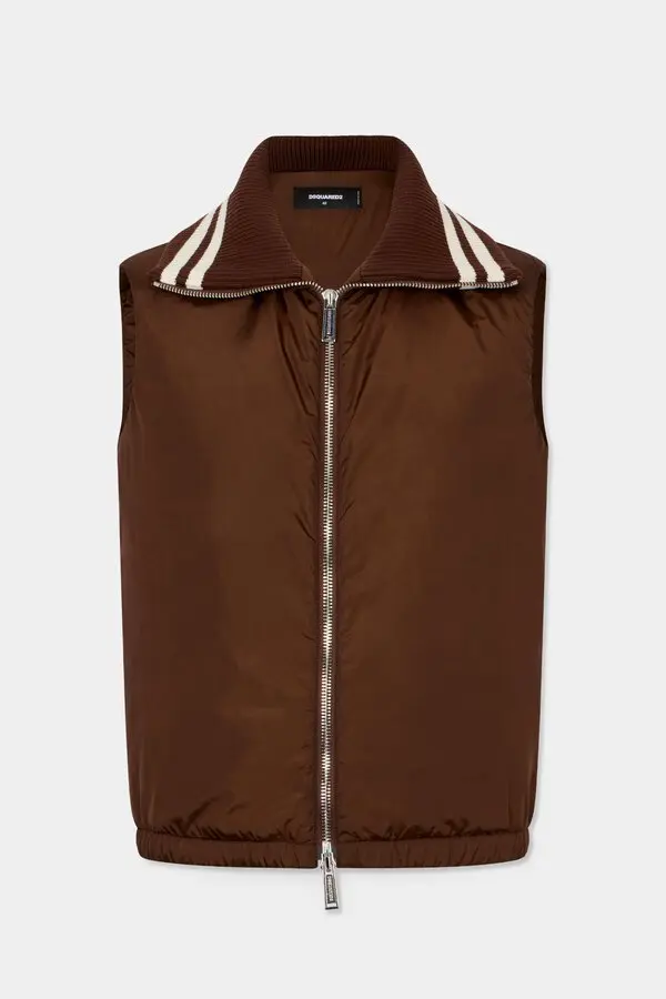 Dsquared2 Hybrid Studded Cropped Vest - Brown