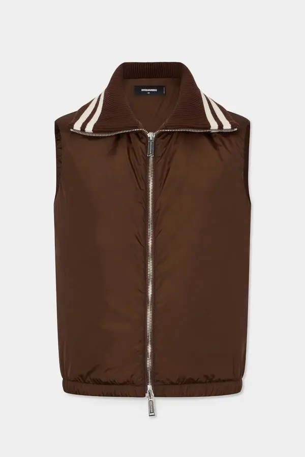 Dsquared2 Hybrid Studded Cropped Vest - Brown